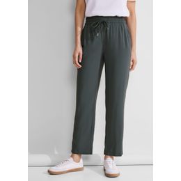 Röhrenhose Street One, Damen, Gr. 34, Länge 28, grün (marshy grün), Stoff, 100% Viskose, unifarben, casual, loose fit lang, Hosen, Middle Waist