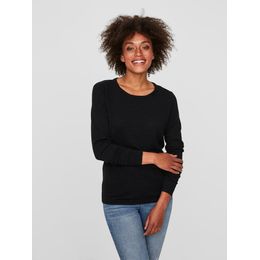 Véro Moda Rundhalspullover VERO MODA "VMCARE STRUCTURE LS O-NECK BLOUSE", Damen, Gr. S (36), schwarz, Strick, Obermaterial: 100% Baumwolle, unifarben, feminin, figurbetont, Rundhals, Langarm, Pullover, aus Bio-Baumwolle