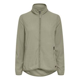 Fleecejacke oxmo "Fleecejacke OXRikka", Damen, Gr. S, grün (seagrass), Obermaterial: 100% Polyester PES., casual, regular fit hüftlang, Jacken