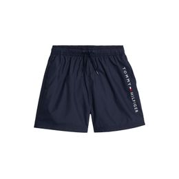 Badeshorts "MEDIUM DRAWSTRING", Jungen, Gr. 152/158, N-Gr, blau (desert sky), Polyester, Tommy Hilfiger Swimwear, unifarben, Badehosen, mit Logoschriftzug