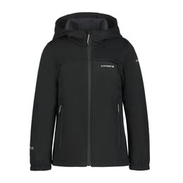 Softshelljacke Icepeak "KULM JR", Kinder, Gr. 140, basic schwarz, Softshell, Obermaterial: 100% Polyester, sportlich, A-Linie hüftlang, Langarm elastischer Bund mit innenliegendem Gummizug, Jacken