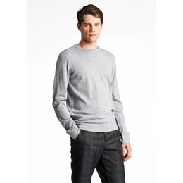 Strickpullover LINDBERGH "LINDBERGH Strickpullover", Herren, Gr. L, grau (lt grau mix), Oberstoff: 50% Acryl, 50% Schurwolle (Merino), Rundhals, Langarm, Pullover