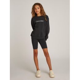 Langarmshirt & Leggings Calvin Klein Jeans "RELAXED CN + CYCLING SHORTS", Jungen, Gr. 6 (116), schwarz, Jersey, Obermaterial: 100% Baumwolle, bedruckt, KOB Set-Artikel, mit Logoschriftzügen