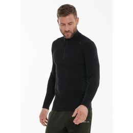 Strickpullover ELITE LAB "WOOL X1 Elite", Herren, Gr. L, schwarz (schwarz, schwarz), 67% Viskose, 28% Wolle, 5% Elasthan, unifarben, sportlich, normal, hoch geschlossener Ausschnitt, Langarm, Pullover, aus Bambus-Merino-Mix