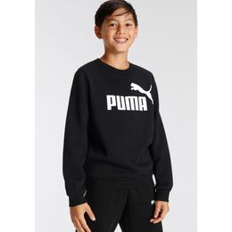 Sweatshirt Puma "ESS BIG LOGO CREW FL B", Kinder, Gr. 176, schwarz (Puma schwarz), Fleece, Obermaterial: 66% Baumwolle, 34% Polyester, bedruckt, sportlich, regular fit normal, Rundhals, Langarm Bündchen, Sweatshirts