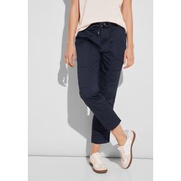 Röhrenhose Street One, Damen, Gr. 32, Länge 28, blau (tiefblau), Web, 98% Baumwolle, 2% Elasthan, unifarben, casual, gerade lang, Hosen, Middle Waist