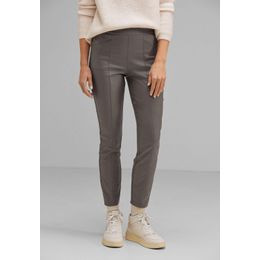 Röhrenhose Street One, Damen, Gr. 44, Länge 28, grau (glowy taupe), Stoff, 75% Viskose, 22% Polyamid, 3% Elasthan, unifarben, casual, skinny fit lang, Hosen, softer Materialmix