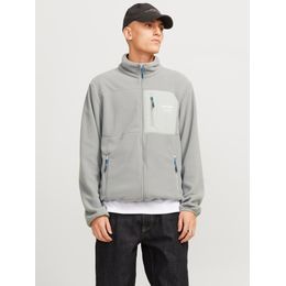 Jack & Jones Outdoorjacke JACK & JONES "JJTHEO FLEECE JACKET", Herren, Gr. L, grau (ultimate grau), Web, Obermaterial: 100% Polyester, unifarben, modisch, regular fit, Langarm, Jacken