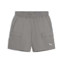 Shorts Puma "WARDROBE ESS Relaxed 6" Cargoshorts Herren", Herren, Gr. L, Normalgrößen, grau (cast iron gray), Obermaterial: 100% Nylon; Seitentascheu00a0u2013 Oben: 100% Polyester; Seitentascheu00a0u2013 Unten: 100% Nylon; Rücktaschenbeutel: 100% Polyester, unifarben, relaxed fit, Hosen