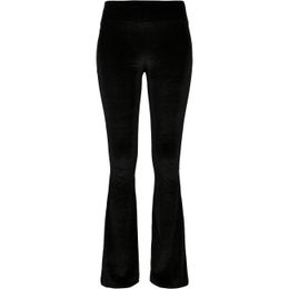 Leggings Urban Classics "Urban Classics Damen Ladies High Waist Velvet Boot Cut Leggings", Damen, Gr. L, US-Größen, schwarz, 92% Polyester, 8% Elasthan, unifarben, slim fit, Hosen Samthose