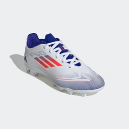 Fußballschuh adidas Performance "F50 CLUB KIDS FXG", Gr. 32, weiß (cloud weiß, solar rot, lucid blau), Synthetik, sportlich, Schuhe