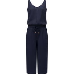 Jumpsuit Ragwear "Suky", Damen, Gr. S (36), Normalgrößen, blau (marine), 80% Viskose, 20% Polyester, casual, figurumspielend 7/8-Länge, V-Ausschnitt, ohne Ärmel angeschnitten,mit Umschlag, Overalls, schicker, langer Damen Overall mit Tunnelzug