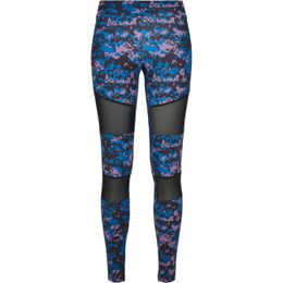 Leggings Urban Classics "Urban Classics Damen Ladies Camo Tech Mesh Leggings", Damen, Gr. L, US-Größen, bunt (digitl duskviolet camo), 77% Polyester, 23% Elasthan, skinny fit, Hosen