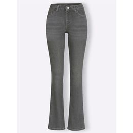 Bootcut-Jeans Classic Basics, Damen, Gr. 44, Normalgrößen, grau (grau, denim), 81% Baumwolle, 17% Polyester, 2% Elasthan, unifarben, lang, Jeans