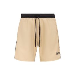 Badeshorts BOSS "Starfish", Herren, Gr. L, N-Gr, beige (leuchtendesbeige), Microfaser, Obermaterial: 100% Polyester, sportlich, Badehosen, mit Kordel