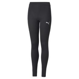 Trainingshose Puma "LIGA BASELAYER LONG TIGHT JR", Kinder, Gr. 140, N-Gr, schwarz (Puma schwarz), Jersey, Obermaterial: 88% Polyester, 12% Elasthan, unifarben, sportlich, schmal normal, Hosen