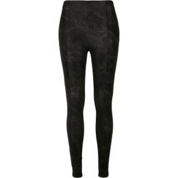 Leggings Urban Classics "Urban Classics Damen Ladies Washed Faux Leather Pants", Damen, Gr. L, US-Größen, schwarz, 85% Polyester, 15% Elasthan, unifarben, slim fit, Hosen