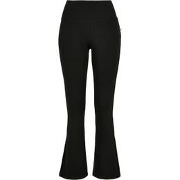 Leggings Urban Classics "Urban Classics Damen Ladies Organic Interlock Bootcut Leggings", Damen, Gr. L, US-Größen, schwarz, 95% Baumwolle (Bio), 5% Elasthan, unifarben, skinny fit, Hosen