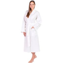 Unisex-Bademantel Framsohn FROTTIER "leger geschnitten, hergestellt in Österreich" Gr. L, weiß, L:120cm in Gr. L, Waffelpiquu00e9, Hausmäntel, Unisex Waffelpiqué