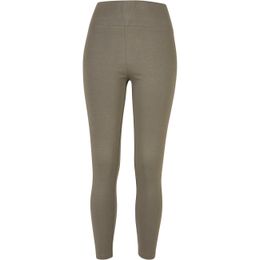 Leggings Urban Classics "Urban Classics Damen Ladies High Waist Jersey Leggings", Damen, Gr. S, US-Größen, grün (olive), 95% Baumwolle, 5% Elasthan, unifarben, skinny fit, Hosen