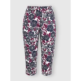 wäschepur Capri-Pyjama WÄSCHEPUR, Damen, Gr. 40/42, blau (ecru, marine, bedruckt), 50% Baumwolle, 50% Modal, Homewear-Sets