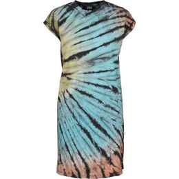 Shirtkleid Urban Classics "Urban Classics Damen Ladies Tie Dye Dress", Damen, Gr. L, US-Größen, schwarz, 100% Baumwolle, Batikmuster, Basic, loose fit, Rundhals, Kurzarm, Kleider