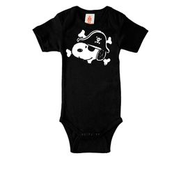 Body logoshirt, Baby, Gr. 50/56, EURO-Größen, schwarz, 100% Baumwolle, bedruckt, mehrfarbig, kurz, Rundhals, Kurzarm, Bodies, mit niedlichem Snoopy-Print