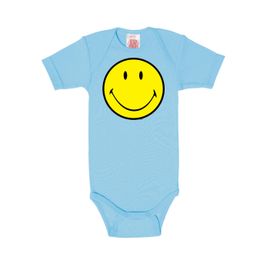 Body logoshirt "Original Smiley Face", Baby, Gr. 50, EURO-Größen, blau, 100% Baumwolle, bedruckt, casual, kurz, Kurzarm, Bodies, mit funktionalen Druckknöpfen