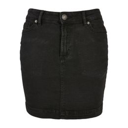 Jerseyrock Urban Classics "Urban Classics Damen Ladies Organic Stretch Denim Mini Skirt", Damen, Gr. 26, schwarz (schwarz washed), 50% Baumwolle (Bio), 48% Baumwolle, 2% Elasthan, unifarben, slim fit, Röcke