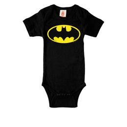 Body logoshirt, Baby, Gr. 50, EURO-Größen, schwarz (schwarz, gelb), 100% Baumwolle, bedruckt, casual, normal, Rundhals, Kurzarm, Bodies, mit Batman-Logo