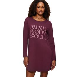 Nachthemd Triumph "Nightdresses NDK LSL X", Damen, Gr. 38, N-Gr, lila (deep burgundy), Single Jersey, 100% Baumwolle, unifarben, casual, bequem knieumspielend, Rundhals, Langarm, Kleider