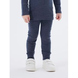 Leggings name it "NMMWANG WOOL NEEDLE LONGJOHN SOLID NOOS", Kinder, Gr. 110, N-Gr, blau (ombre blau), Strick, Obermaterial: 100% Wolle, unifarben, casual, knöchellang, Hosen, aus reiner Merinowolle