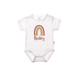 Body Liliput "Regenbogenbaby", Baby, Gr. 50/56, EURO-Größen, weiß, 100% Baumwolle, bedruckt, casual, kurz, Rundhals, Kurzarm, Bodies, mit praktischen Druckknöpfen