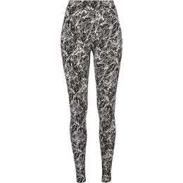 Leggings Urban Classics "Urban Classics Damen Ladies Soft AOP Leggings", Damen, Gr. M, US-Größen, schwarz (schwarzpaint), 85% Polyester, 15% Elasthan, skinny fit, Hosen