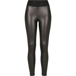 Leggings Urban Classics "Urban Classics Damen Ladies Faux Leather High Waist Leggings", Damen, Gr. L, US-Größen, schwarz, 91% Polyester, 9% Elasthan, unifarben, skinny fit, Hosen