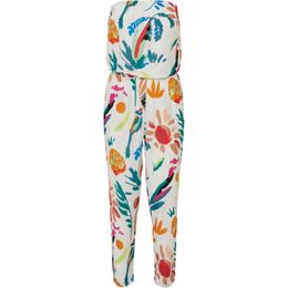 Jumpsuit Urban Classics "Urban Classics Damen Ladies Viscose Bandeau Jumpsuit", Damen, Gr. L, US-Größen, bunt (sandweißfruity), 100% Viskose, loose fit, ohne Ärmel, Overalls