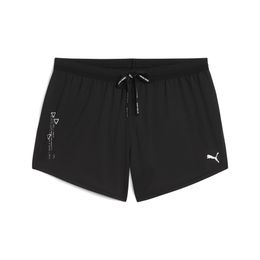 Laufshorts Puma "RUN Knit 3" Split Shorts Damen", Damen, Gr. L, Normalgrößen, schwarz, Außenseite: 6% Elasthan, 94% Polyester; Innenhose: 100% Polyester; Unterer Bund: 14% Elasthan, 86% Polyester, regular fit, Hosen