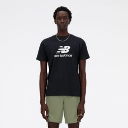 T-Shirt New Balance "Sport Essentialsogo T-Shirt NB NAVY", Herren, Gr. S, schwarz (schwarz (001)), Obermaterial: 100% Baumwolle, sportlich, Kurzarm, Shirts