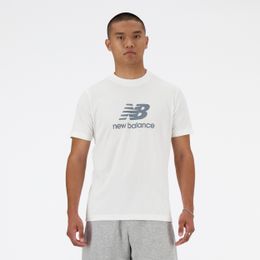 T-Shirt New Balance "Sport Essentialsogo T-Shirt NB NAVY", Herren, Gr. S, weiß (weiß (100)), Obermaterial: 100% Baumwolle, sportlich, Kurzarm, Shirts