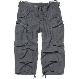 Stoffhose Brandit "Brandit Herren Industry Vintage Cargo 3/4 Shorts", Herren, Gr. L, US-Größen, grau (charcoal), 100% Baumwolle, unifarben, normal, Hosen