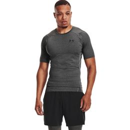 Trainingsshirt Under Armour "UA HG ARMOUR COMP SHORT SLEEVE", Herren, Gr. S, grau (dunkelgrau), Obermaterial: 84% Polyester, 16% Elasthan. Einsatz: 92% Polyester, 8% Elasthan, sportlich, Rundhals, Kurzarm, Shirts