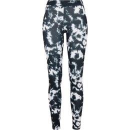 Leggings Urban Classics "Urban Classics Damen Ladies Tie Dye Leggings", Damen, Gr. 4XL, US-Größen, schwarz-weiß (schwarz, weiß), 94% Polyester, 6% Elasthan, Batikmuster, slim fit, Hosen