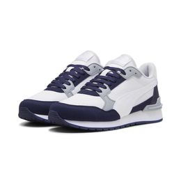 Sneaker Puma "ST RUNNER V4 NL JR", Gr. 38,5, blau (feather gray, Puma weiß, Puma navy, cool mid gray), Textil, sportlich, Schuhe