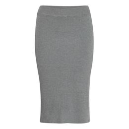 Bleistiftrock B.Young "Bleistiftrock BYMMMORLA PENCIL SKIRT -", Damen, Gr. L, grau (mid grau melange), Obermaterial: 70% Viskose LENZING ECOVERO CV LenzEcov. 30% Polyamid PA., Basic, slim fit knielang, Röcke