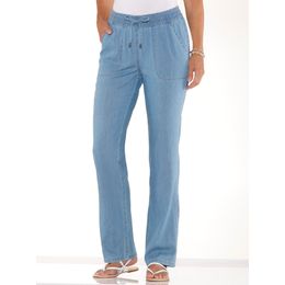 Schlupfjeans Classic Basics, Damen, Gr. 38, Normalgrößen, blau (blau, bleached), 100% Baumwolle, unifarben, lang, Jeans