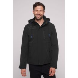 Outdoorjacke CAMP DAVID, Herren, Gr. 4XL, schwarz, Material Oberstoff: Passe + Kragen, Außenseite + Ärmel oben + Kapuze Seitenteil: 94% Polyester, 6% Elasthan, Material Oberstoff: Rumpf + Ärmel unten + Kapuze Einsatz: 96% Polyester, 4% Elasthan, Futter Kapuze: 100% Polyamid, bedruckt, bestickt, casual, lässig geschnitten normal, Langarm eingesetzt gerader Abschluss, Jacken, mit Gummizug im Saum