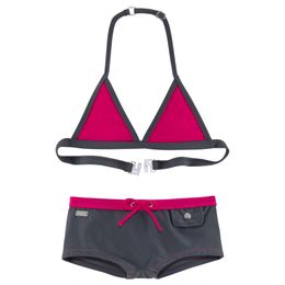 Triangel-Bikini Buffalo, Kinder, Gr. 158/164, N-Gr, grau (grau, pink), Polyamid, Bikini-Sets, mit trendiger Hotpants