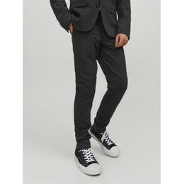 Jack & Jones Anzughose JACK & JONES JUNIOR "JPRSOLAR TROUSER NOOS JNR", Jungen, Gr. 128, N-Gr, schwarz, Web, Obermaterial: 78% Polyester, 17% Viskose, 5% Elasthan, unifarben, modisch, slim fit knöchellang, Hosen