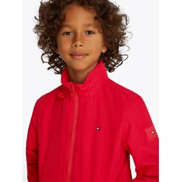 Outdoorjacke Tommy Hilfiger "ESSENTIAL JACKET", Jungen, Gr. 7 (122), rot (primary rot), Web, Obermaterial: 100% Polyamid, unifarben, regular fit, Langarm elastischer Bund, Jacken, mit Logo-Patch