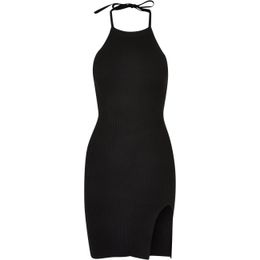 Shirtkleid Urban Classics "Urban Classics Damen Ladies Rib Knit Neckholder Dress", Damen, Gr. 4XL, US-Größen, schwarz, 35% Polyacryl, 35% Viskose, 30% Nylon, unifarben, klassisch, slim fit, ohne Ärmel, Kleider